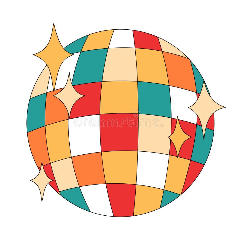 Disco Ball Groovy Style Vector Illustration Stock Vector - Illustration ...