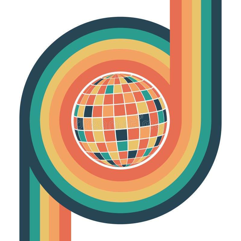 Disco Ball. Groovy. Template for Postcard, Poster, Banner. Clockwork ...