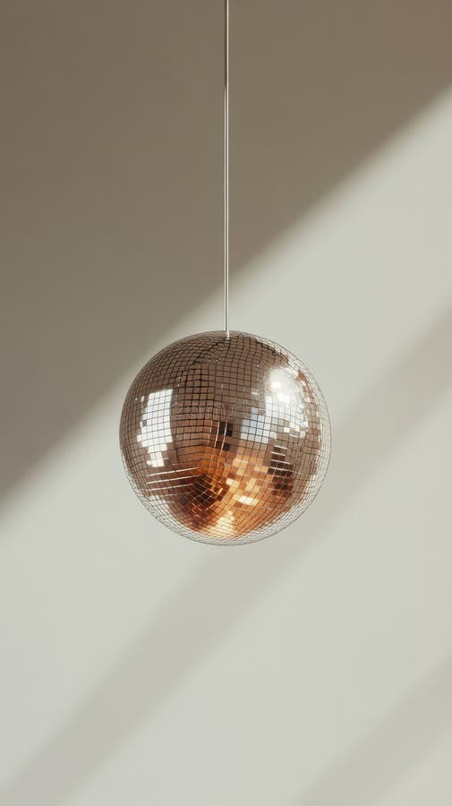 Disco Ball Hanging from Ceiling with Light Reflections, Minimalist ...