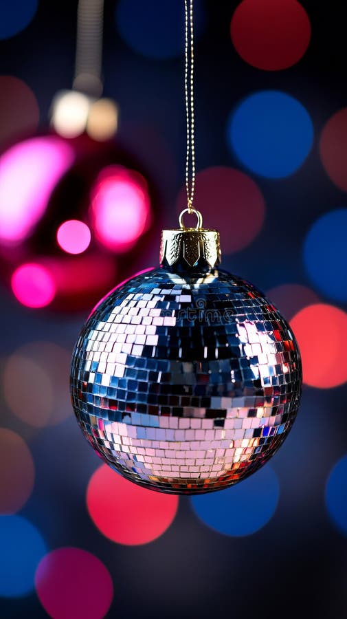 A Disco Ball Hanging from a String of Lights Stock Photo - Image of ...