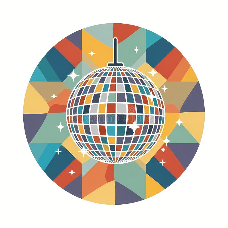 Disco Ball Inside Circular Frame with Patterned Background Stock ...