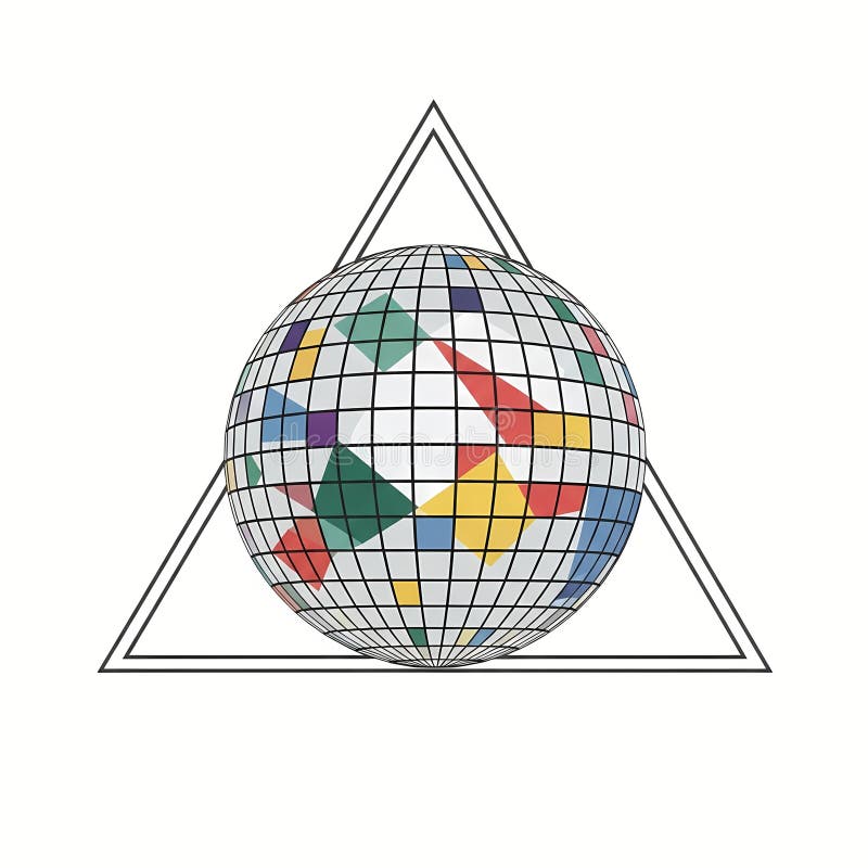 Disco Ball Inside Geometric Triangle Frame Vector Stock Illustration ...