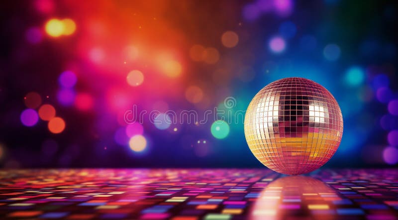 Disco Ball and Lights, Disco Ball on Abstract Colored Background, Disco ...