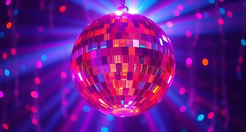 A Disco Ball with Disco Lights Color Concept Stock Illustration ...