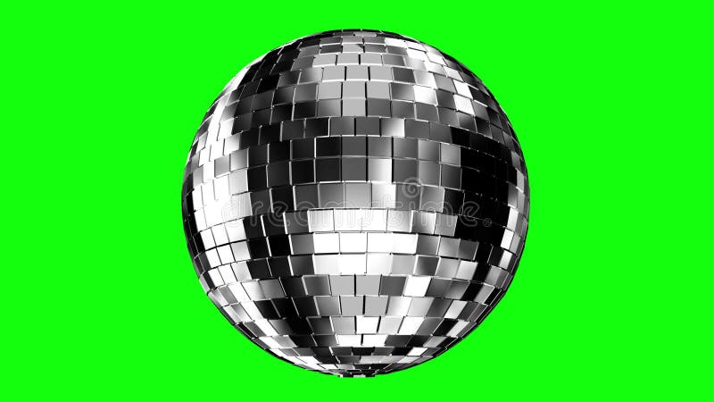 Disco Ball Metallic Color Spinning on Green Screen. 3d Render Disco ...