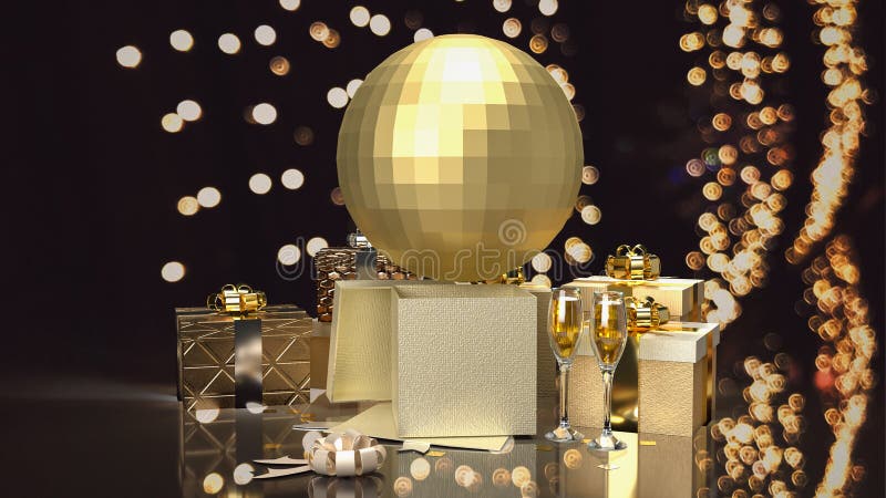 The Disco Ball or Mirror Ball and Gift Box for Party Concept 3d ...