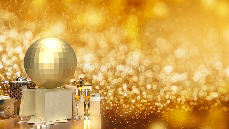 The Disco Ball or Mirror Ball and Gift Box for Party Concept 3d ...