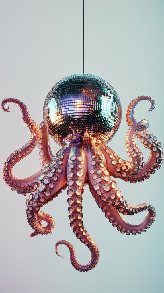 Disco Ball Octopus with Shiny Tentacles Stock Photo - Image of creative ...