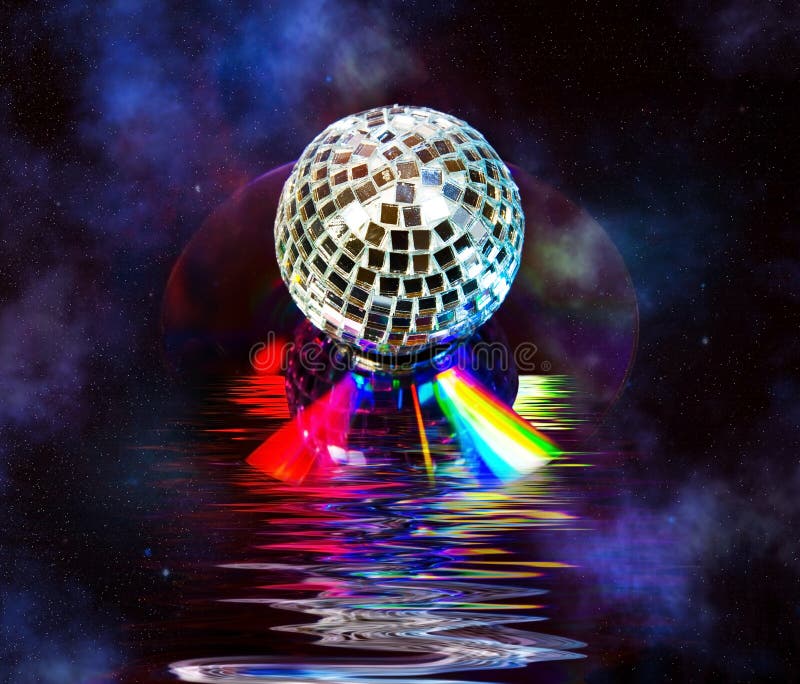 Disco Ball Over Music CD in Space Stock Photo - Image of club, black ...