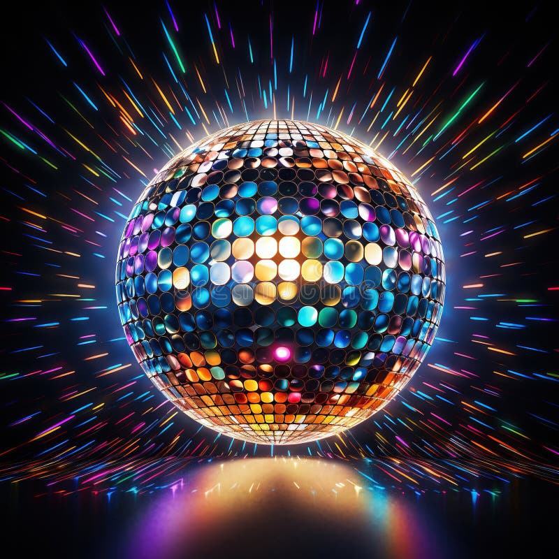 Disco Ball with Party Illumination Glow. 80s Styled Disco Party Mirror ...
