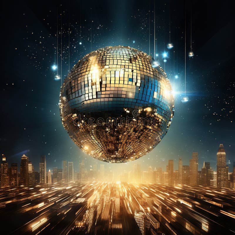 Disco Ball with Party Illumination Glow. 80s Styled Disco Party Mirror ...