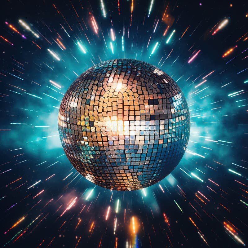 Disco Ball with Party Illumination Glow. 80s Styled Disco Party Mirror ...