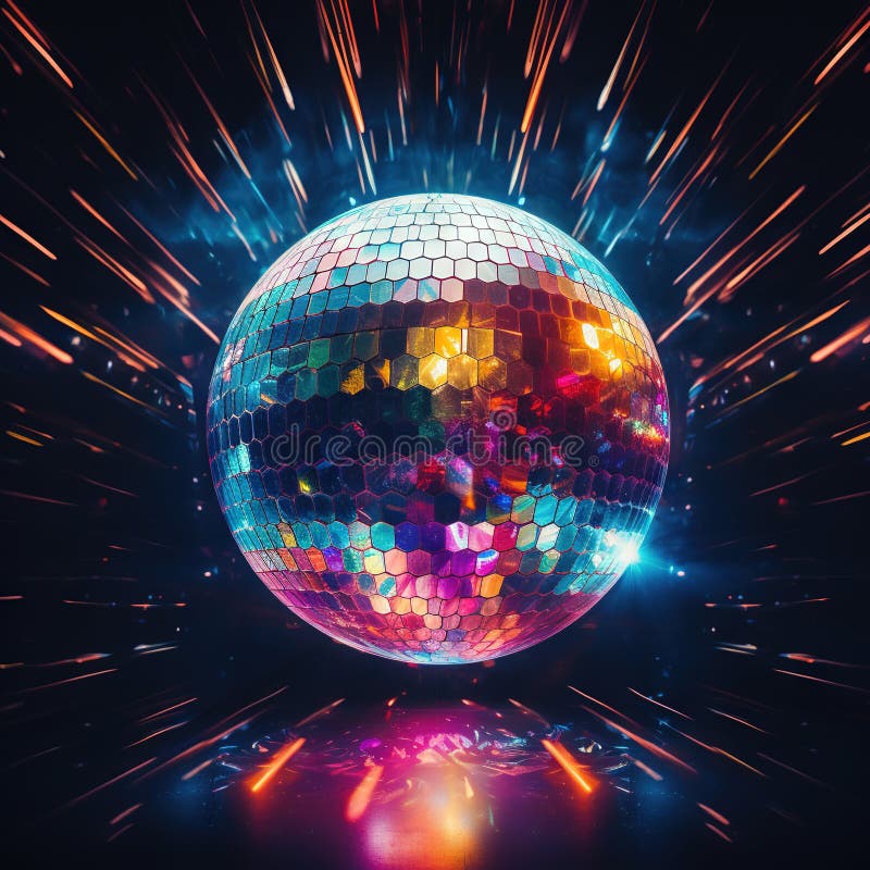 Disco Ball with Party Illumination Glow. 80s Styled Disco Party Mirror ...