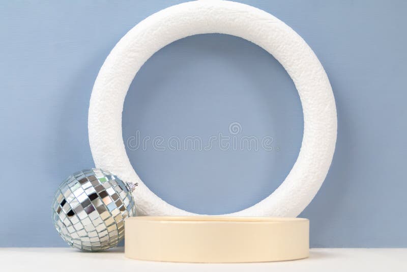 Disco Ball with Pedestal and Empty Circle Frame for Object Presentation ...