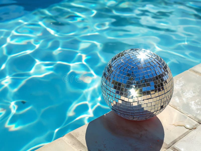 Disco Ball by the Pool stock photo. Image of mirror - 325893140