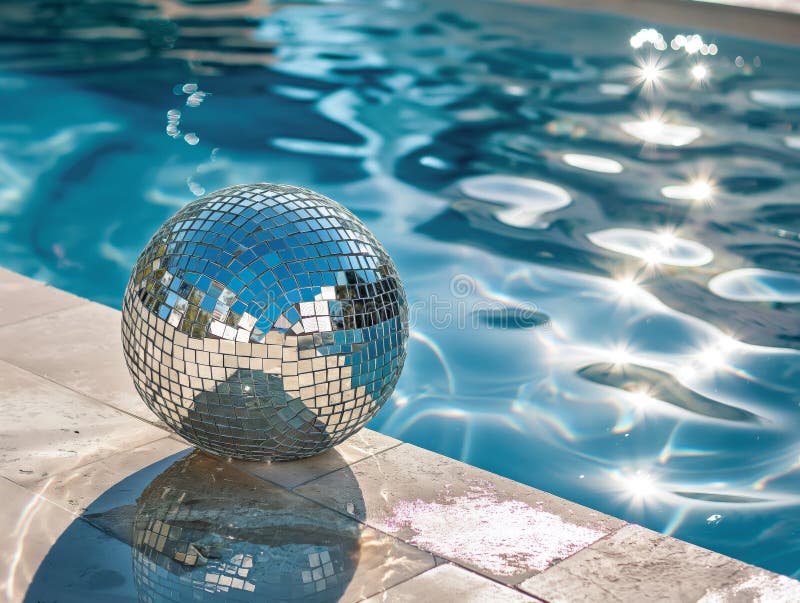 Disco Ball by the Poolside stock photo. Image of vacation - 325894188