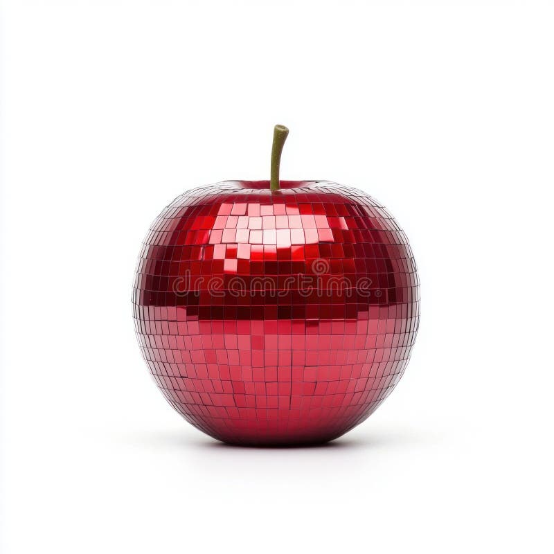 Disco Ball Red Apple with Reflective Surface Stock Illustration ...