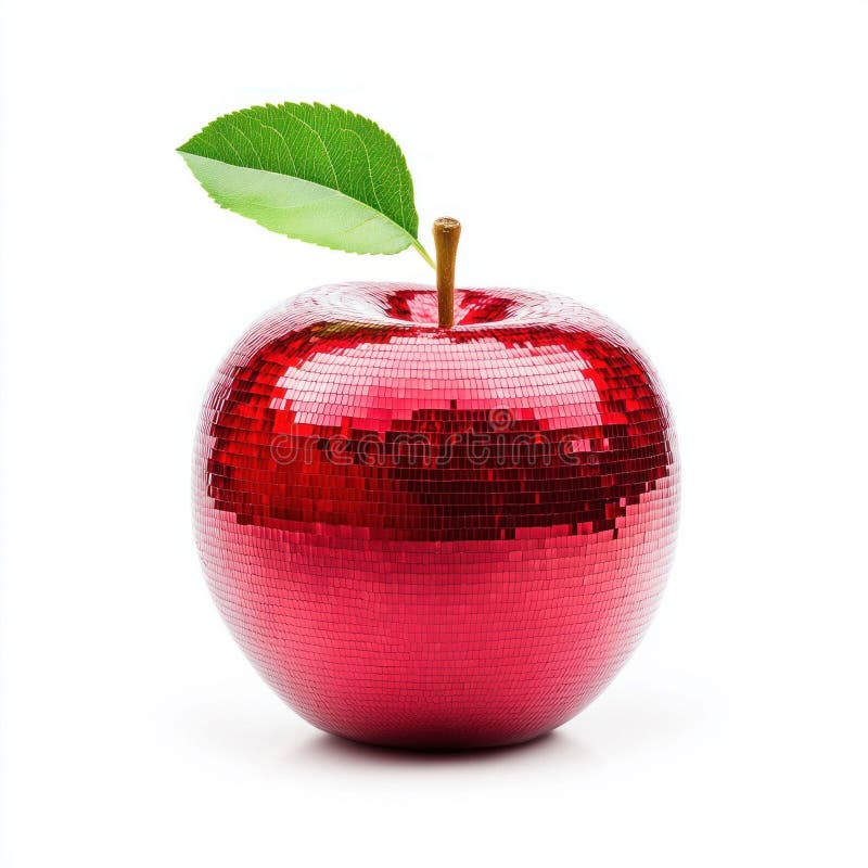 Disco Ball Red Apple with Reflective Surface Stock Illustration ...