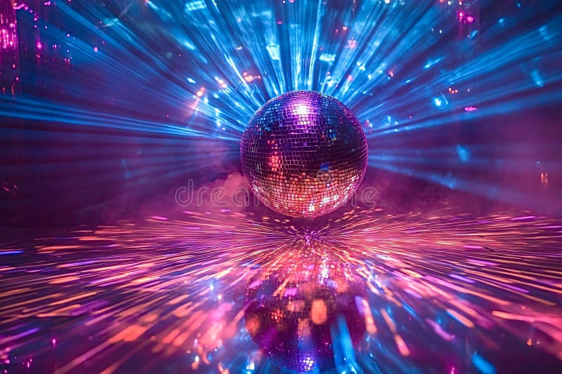 Disco Ball Reflecting Light Beams on Empty Dance Floor Stock Photo ...