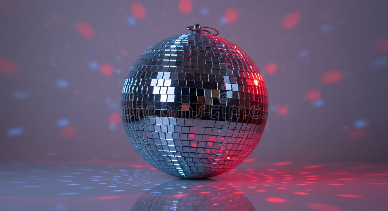 Disco Ball Reflecting Red and Blue Lights for a Retro Party Atmosphere ...