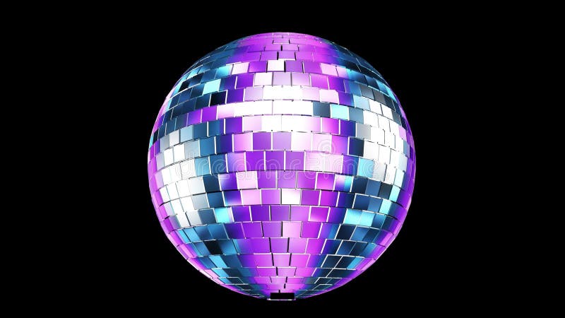 Disco Ball Rotate on Black Screen. 3D Render Color with Matte Animation ...