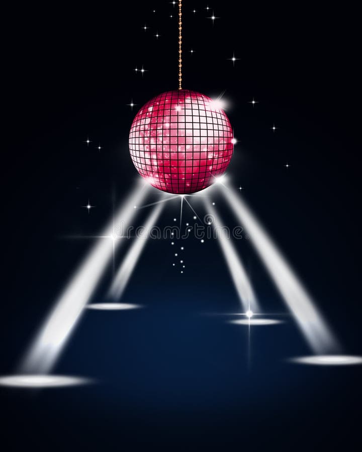Disco Ball with Spotlights stock illustration. Illustration of party ...
