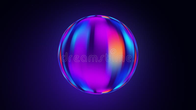Disco Ball on the Starry Sky. Neon Blue Round Glowing Gradient Ball with a Spinning Energy Disk ...