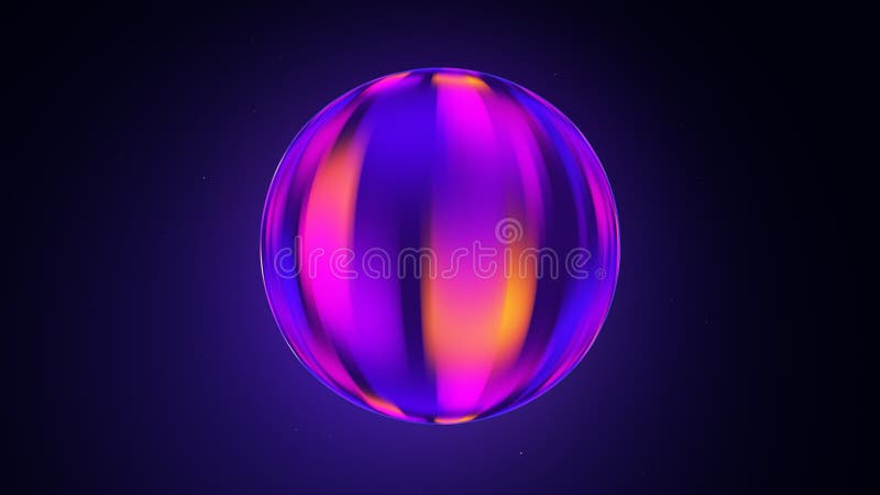 Disco Ball. Neon Blue Round Glowing Gradient Ball with a Spinning ...