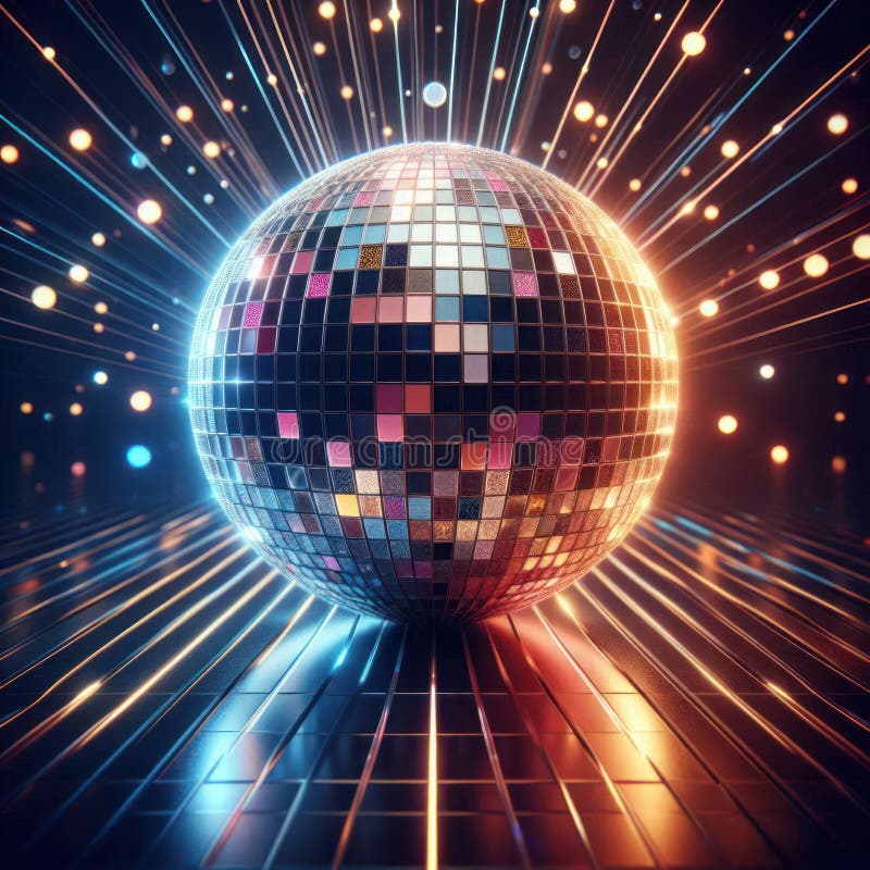 A Disco Ball Surrounded by Bright Rays of Light. Stock Image - Image of ...