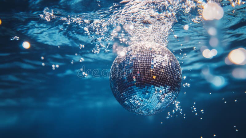 Disco Ball Underwater with Light Reflections, Vibrant Concept Stock ...