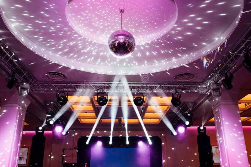 Disco Ball, View from Below, from the Disco Ball Beams, Stage Light ...