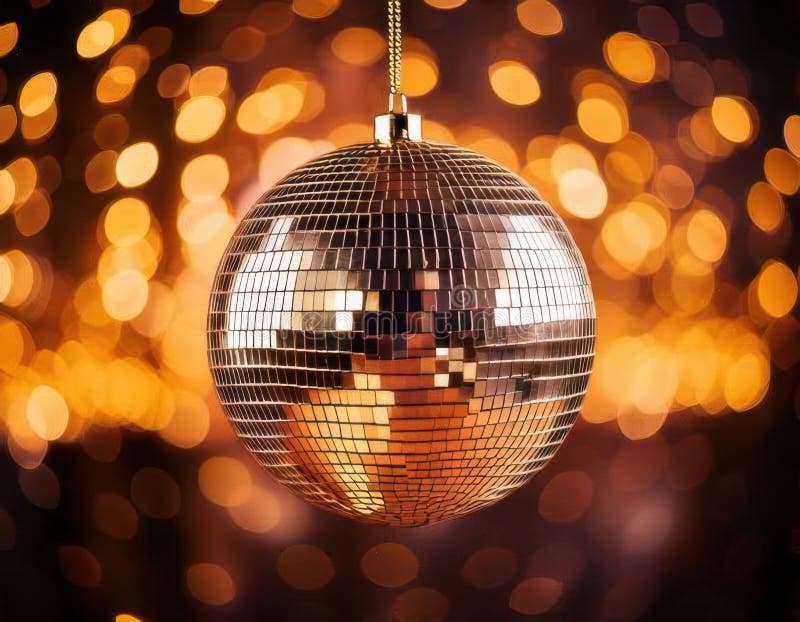 Disco Ball with Warm Festive Bokeh Lights Stock Illustration ...