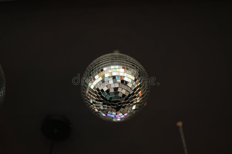 Disco Balls on the Ceiling. Interior with Mirrored Surface Stock Image ...