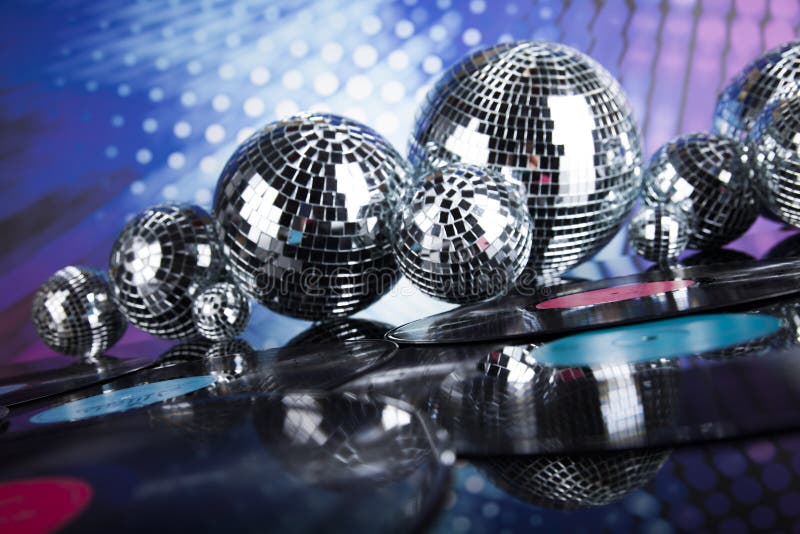 Disco Balls, Sound Waves and Music Background Stock Photo - Image of ...