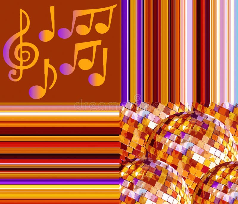 Disco Repeating Pattern with Stripes, Balls and Music Notes Stock ...