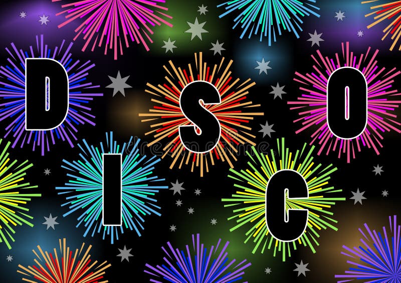Disco Billboard with Firework Stars in Vibrant Colors Stock Vector ...
