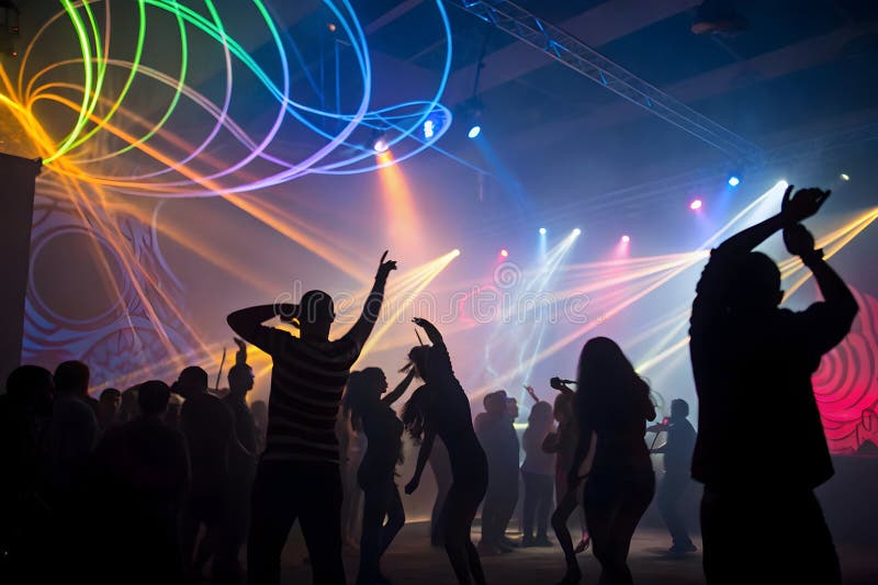 Disco Crowd with Light Rays Abstract Background Stock Illustration ...