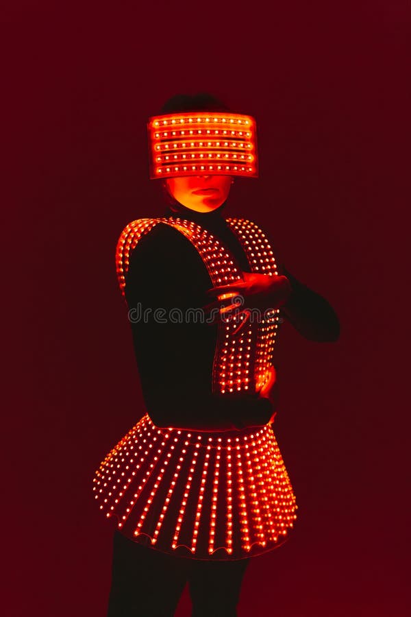 Disco Dancer Moves in UV Ultraviolet Suit. Stock Image - Image of ...