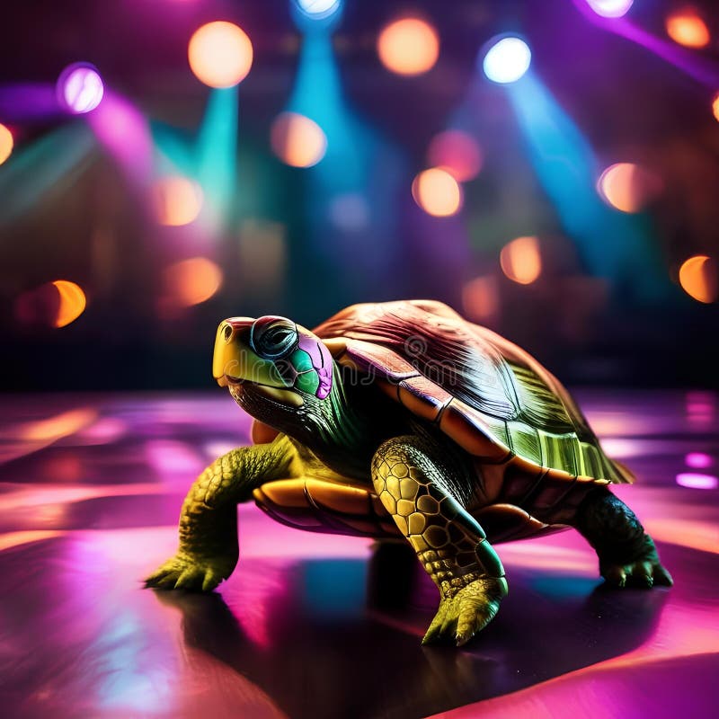 A Disco-dancing Turtle in a Shiny Disco Outfit with a Dance Floor ...