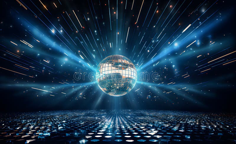 A Disco Era Concert Venue. Shimmering Disco Ball Concept Stock ...