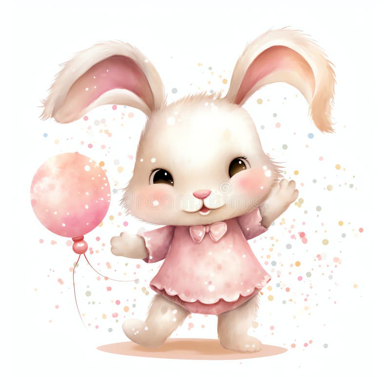 Fever Cute Bunny Pink Watercolor Stock Illustrations – 8 Fever Cute ...