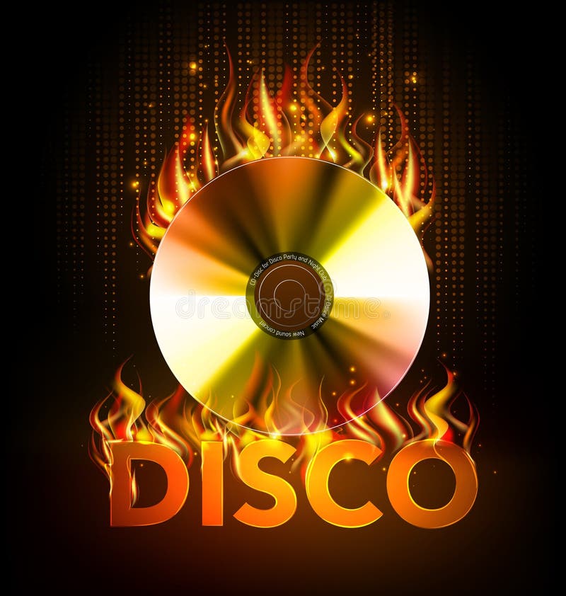 Disco Fire Background. Burning Disck Or Record Stock Vector ...