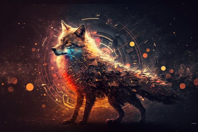 Disco Fox, Created with Generative AI Technology Stock Illustration ...