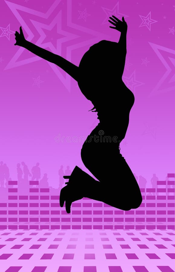 Disco girl dance stock illustration. Illustration of jumping - 7398613