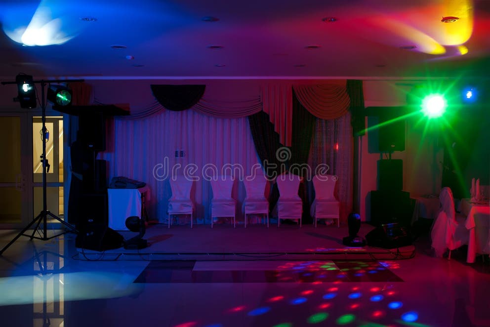 Disco in hall stock image. Image of dish, area, chairs - 21347883