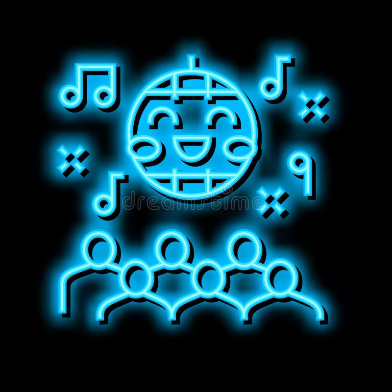 Disco Kids Party Neon Glow Icon Illustration Stock Vector ...