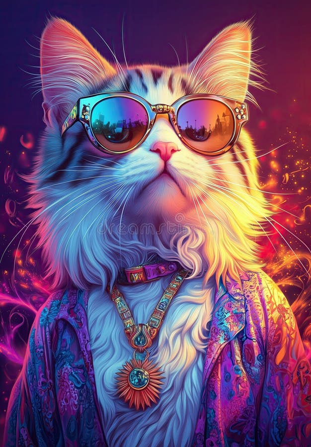 Disco King Cat Kitten Funky Music Character Stock Illustration ...