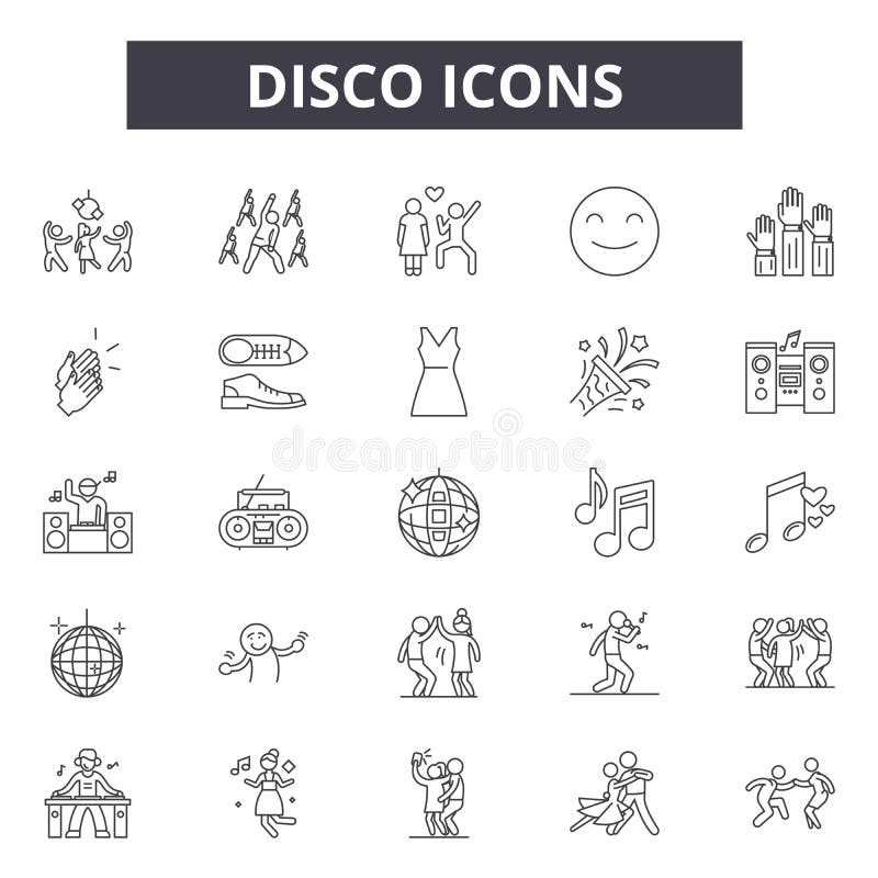 Disco Line Icons, Signs, Vector Set, Outline Illustration Concept Stock ...