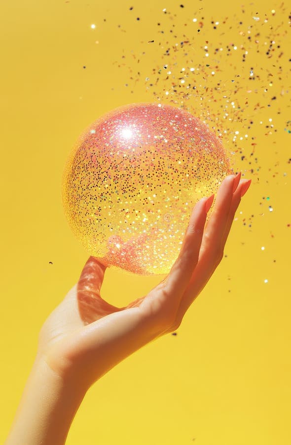 Disco Mirror Ball and Falling Confetti in a Party Setting. Stock ...