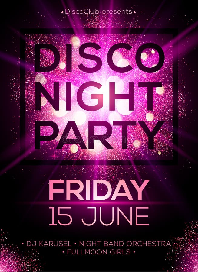 Disco Night Party Poster Template with Shining Stock Vector ...